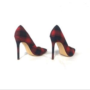 Liliana | Shoes | Liliana Red Plaid Classic Pumps Pointed Toe Heels ...